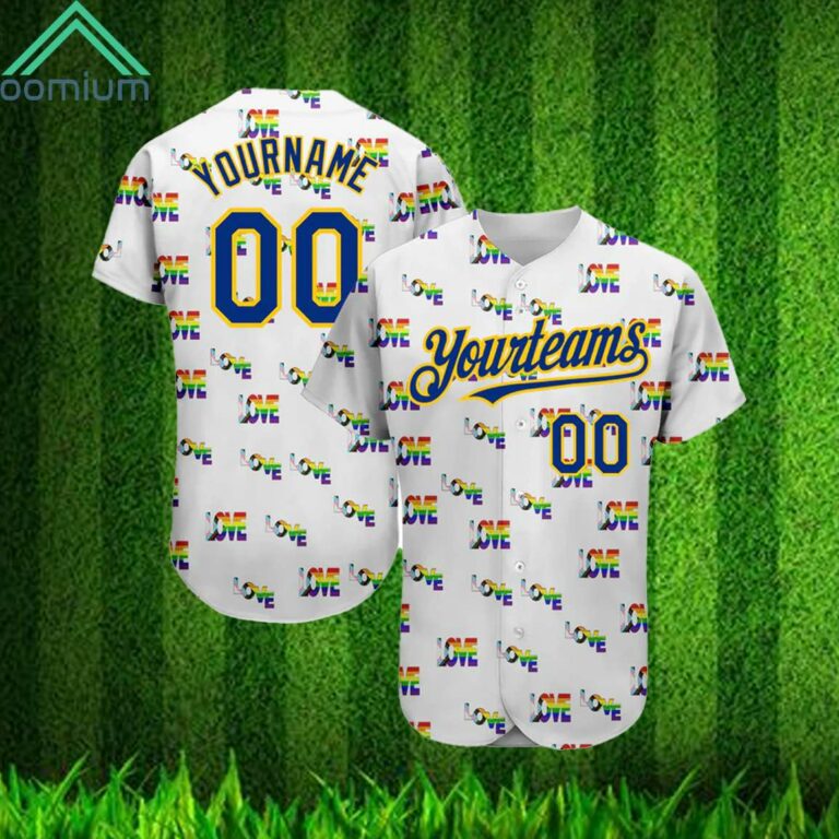 Custom Rainbow For Pride Month Love Is Love LGBT 3D Baseball Jersey ...