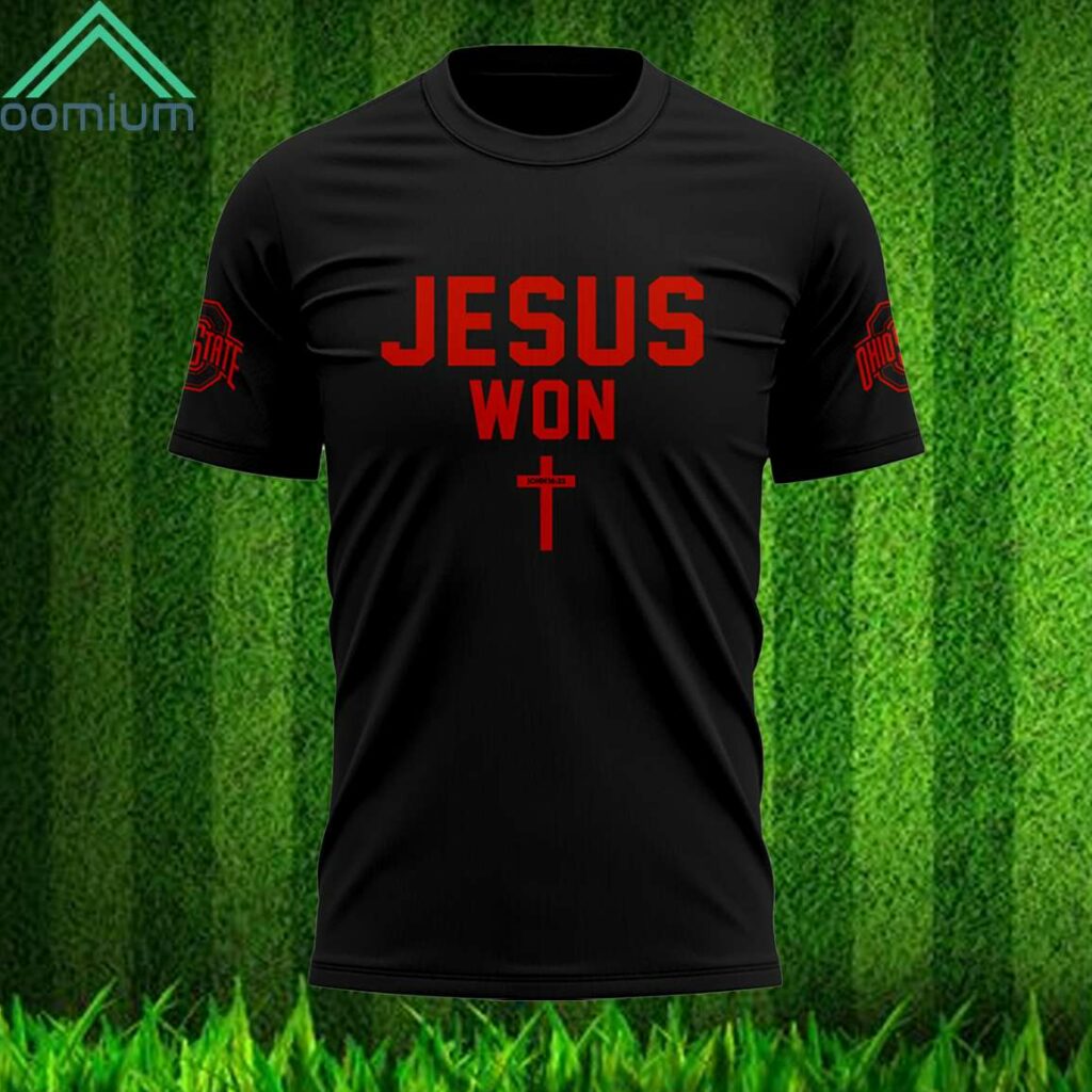Ohio State Jesus Won Just Here To Give God Glory Shirt 2024 - oomium.com